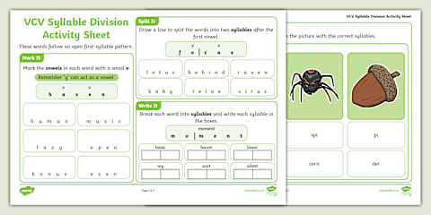 Consonant + le Syllable Division Rule Poster