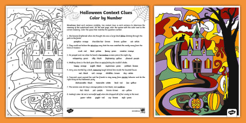 Sixth Grade Christmas Context Clues Color by Number