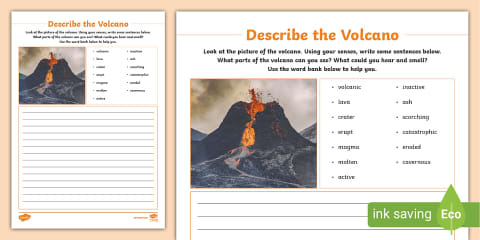 Volcano Writing Template