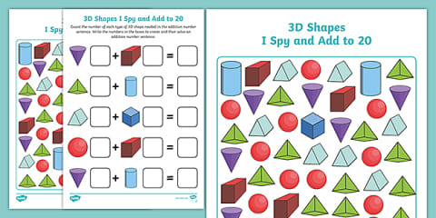 3D Shapes I Spy and Add to 10