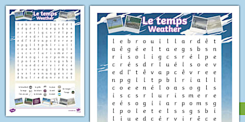 Weather Words in French Matching Worksheet