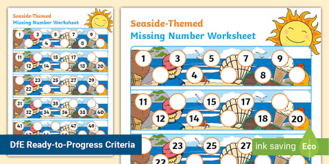 Under the Sea Themed Missing Numbers 1-10 Activity