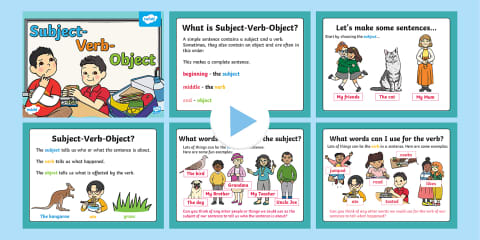 Sentence Building Cards Subject-Verb-Object-Adverbial (SVOA)