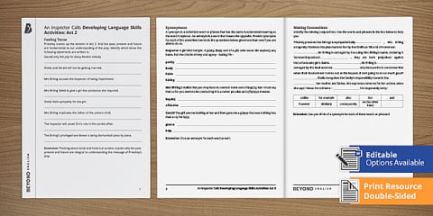 An Inspector Calls Homework Pack