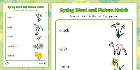 Spring Cut and Stick Symbol Matching Activity- Twinkl