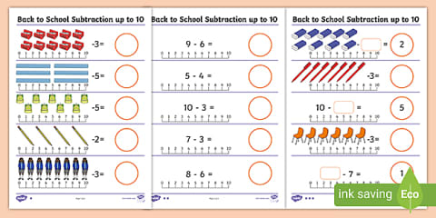 Zoo-Themed Subtraction within 10 Worksheet