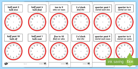 Telling the Time Half Past PowerPoint English/German