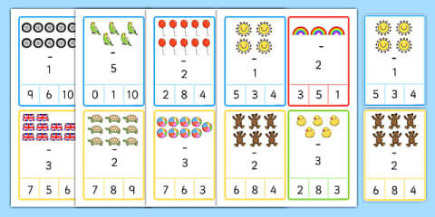 Subtraction Squish 0-10 Activity Cards
