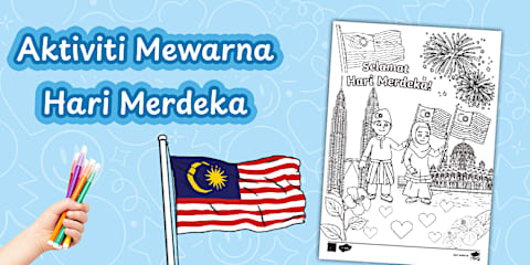 Lembaran Mewarna Hari Kebangsaan Malaysia - Tema Alam Sekitar