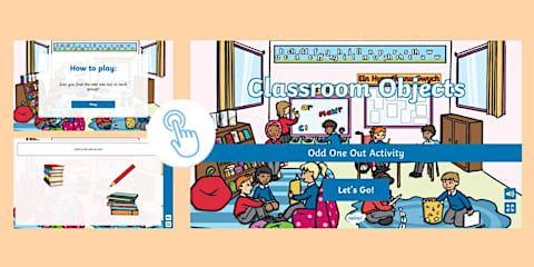 ESL Classroom Objects Interactive Shadow Matching Game [Kids, A1-A2]