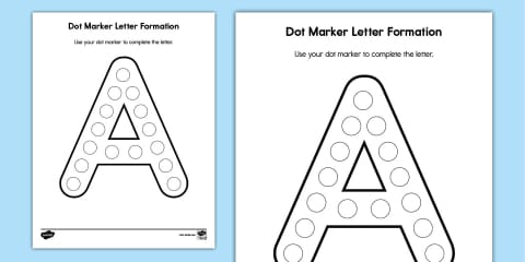 Uppercase Letter E: Dot Marker Letter Formation Worksheet