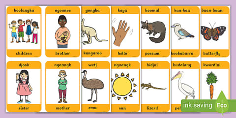 Noongar Language Word Cards for Colour