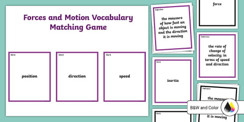 Forces and Motion Vocabulary Puzzle for 3rd-5th Grade