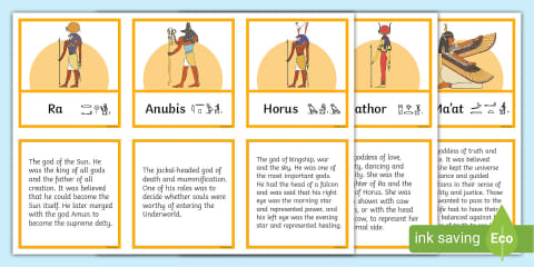 Ancient Egyptian Gods and Goddesses Fact Cards Template