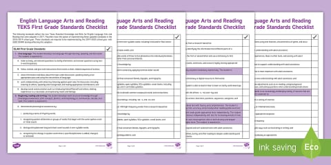 Mathematics TEKS First Grade Standards Checklist