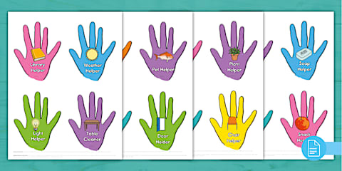 Editable Helping Hands Classroom Jobs Cutouts