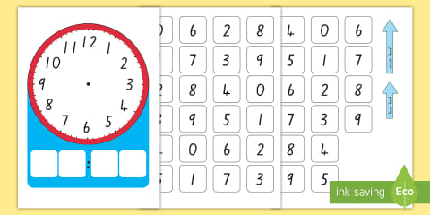 Digital Clocks O'Clock 24 Hour Cards