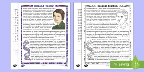 Fifth Grade Watson and Crick Reading Comprehension Worksheet