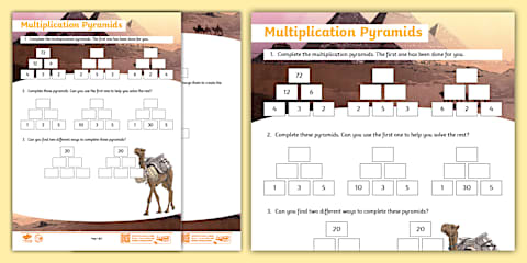 Math Pyramid Worksheet - Missing Numbers - KS2