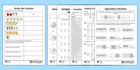 Year 3 Fraction Problems Worksheet