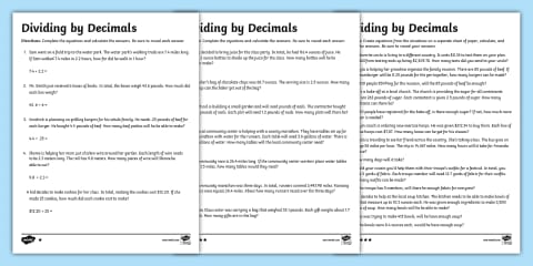 Fifth Grade Decimal Multiplication and Division Color by Number Worksheet