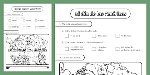 Afiche: Mapa y banderas del Día de las Américas | Twinkl