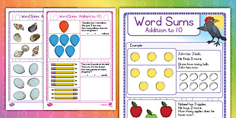 Grade R Word Sums - Subtraction to 5
