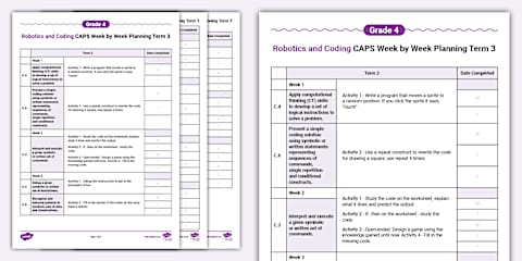 Grade 4 Robotics and Coding Term 4 - Week-By-week Planning
