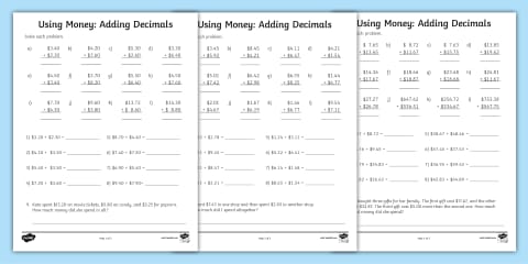 Practice With Tenths as Fractions and Decimals 3rd-5th Grade