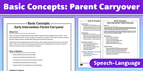 Articulation: Early Intervention Parent Carryover for SLP