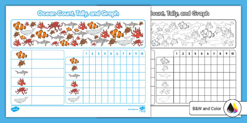 First Grade Puppies Count, Tally, and Graph Worksheet