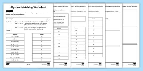 Fifth Grade Balancing Algebraic Equations Worksheet