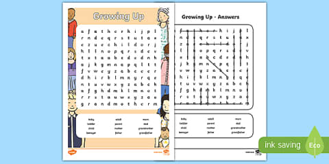 Growing Up Worksheet