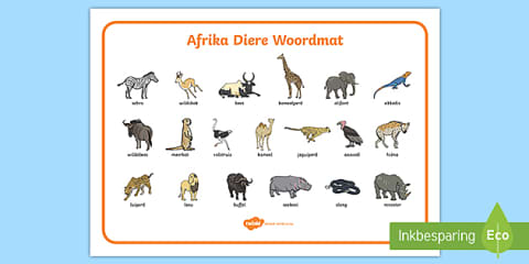 Afrikaanse Diere Alfabet Vertoonplakkaat