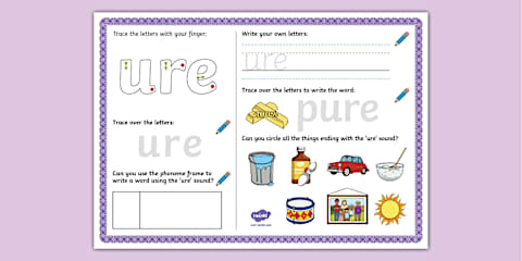 ‘ure’ Words Phonics Worksheet – Differentiated Worksheets