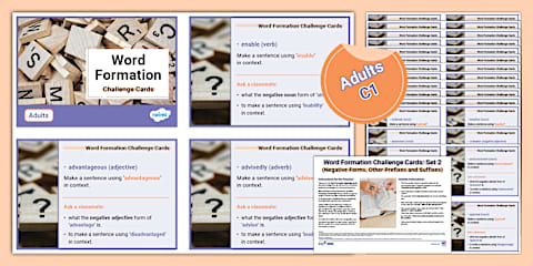 ESL Word Formation Challenge Cards: Set 2 [Adults, B2]