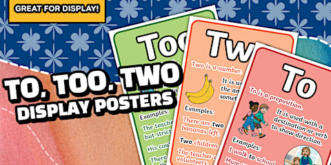To, Two and Too Homophones Poster
