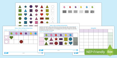 Space 2D Shape Aliens Sorting Activity