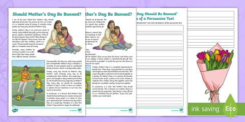 Should Mother's Day Be Banned? Persuasive Example Text
