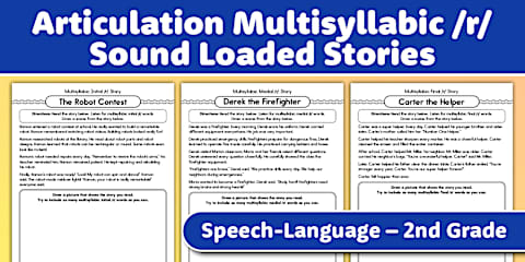 Articulation /r/ Sound Loaded Stories: Initial, Medial, & Final ...