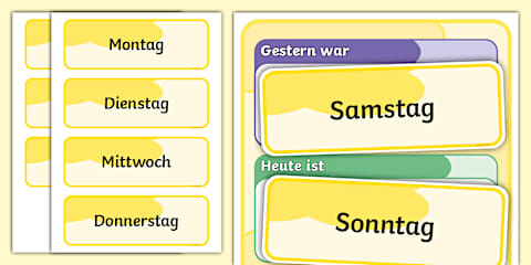 Days of The Week - German Word Cards