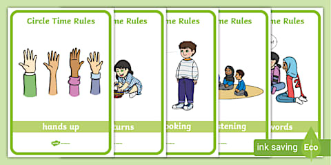 Circle Time Rules Square Display Posters - Circle time, rules, rule ...