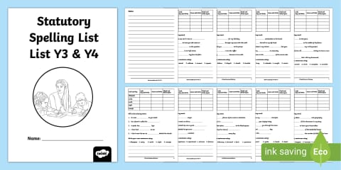 Year 3-4 Statutory Spelling List Word Search Pack
