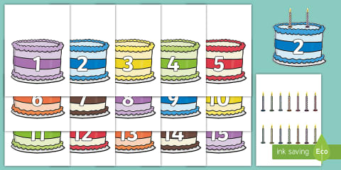 Numbers 0-10 on Birthday Cakes