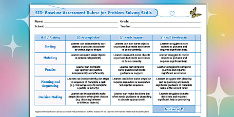 SID: Grade 2 Life Skills Planning and Record Sheet