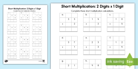 Short Multiplication KS2 Worksheets