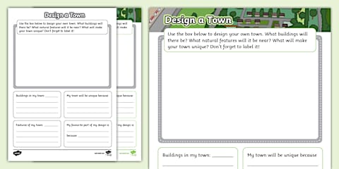 My Town Worksheet for 3rd-5th Grade