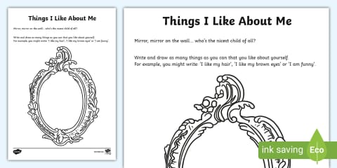 Things I Love About Me Worksheet