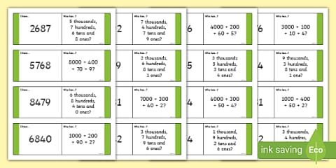 Maths Place Value Challenge Cards
