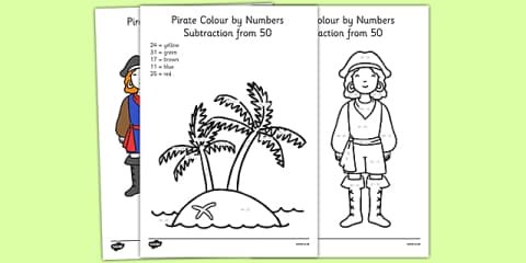 Colour by Number - Subtracting to 50